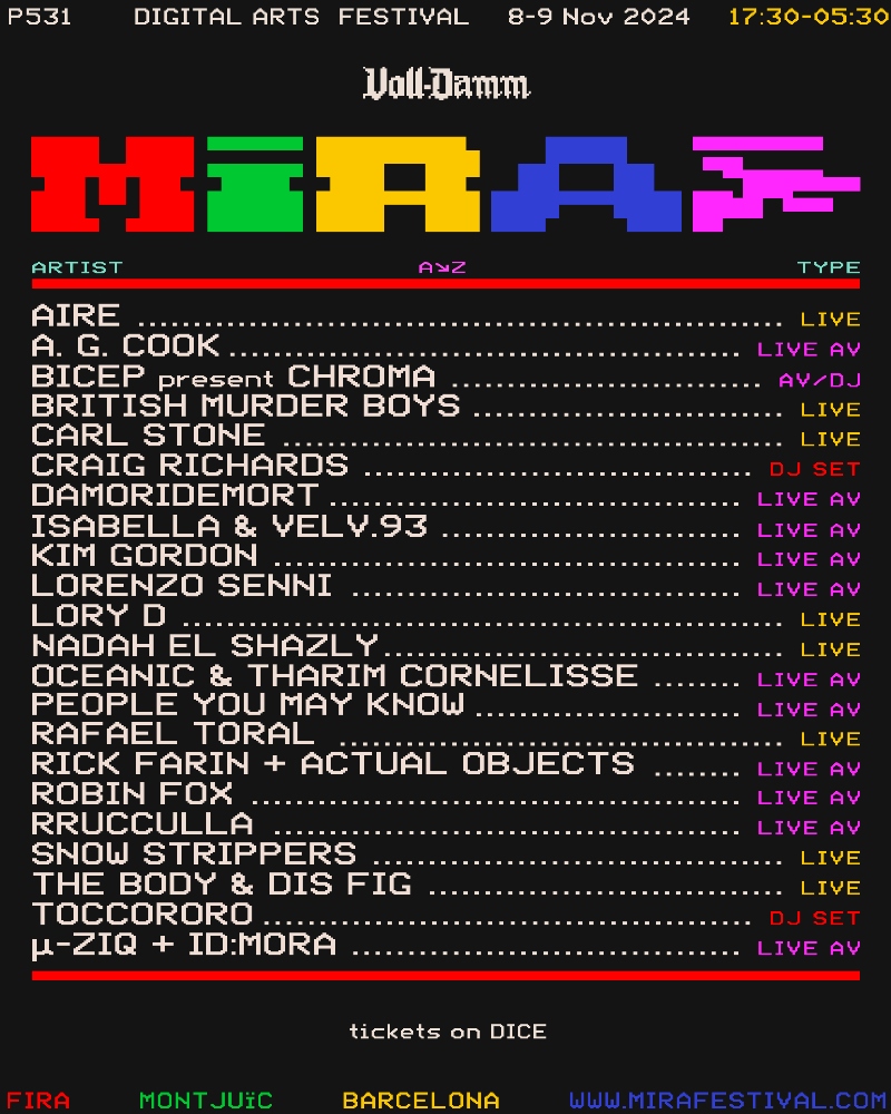 MIRA 2024 arranca con Kim Gordon, A.G. Cook, Bicep... – jenesaispop.com